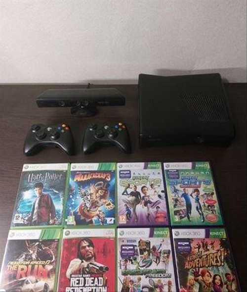 Xbox360 S + kinect + 2 геймпада