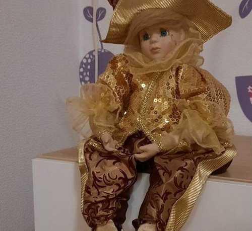 Кукла интерьерная фарфоровая итальянская арлекин