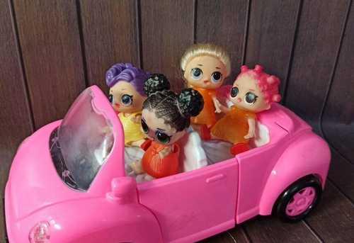 Куклы и автомобиль Кабриолет с лолами б/у