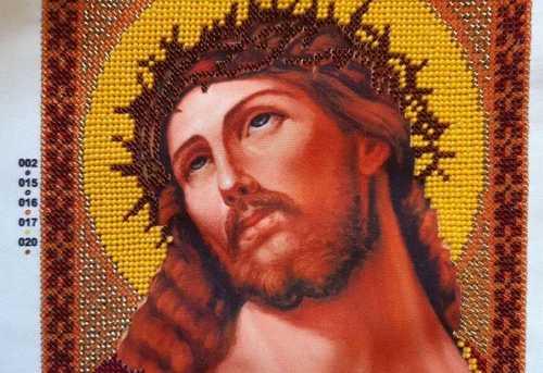 Икона Исус вышивка ручная бисером