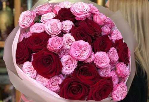 Букет цветов розы,кустовые пион.розы,доставка