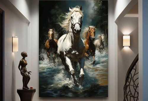 Картина маслом на холсте Бегущие лошади