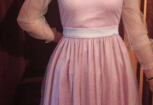 Платье нарядное розовое на девочку 145- 165