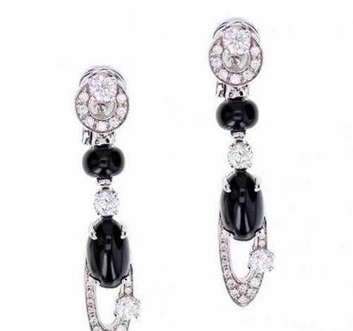 Серьги Bvlgari Elisia Vintage Diamonds & Onyx & White Gold Earrings