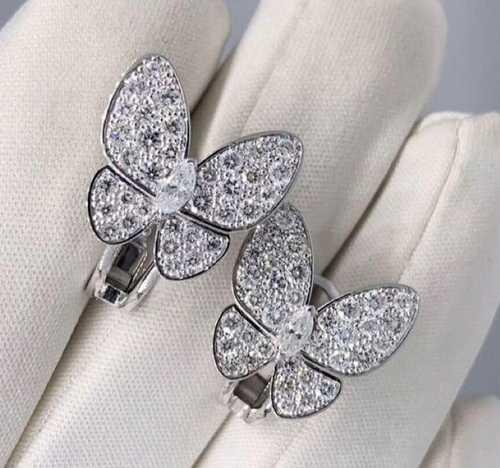 Золотые серьги Van Cleef с бриллиантами 1.7 ct