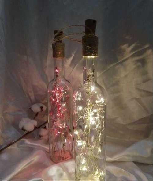 Бутылка-фонарь с гирляндой