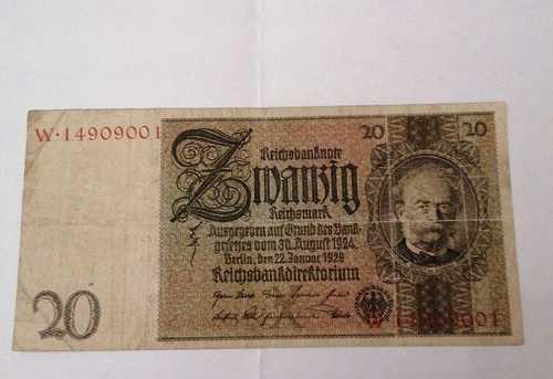 Коллекционная банкнота Германии 1924-1929г. г