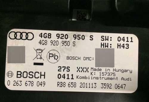 Панель приборов (щиток) Audi A6 (C7 4G) 2011-2014