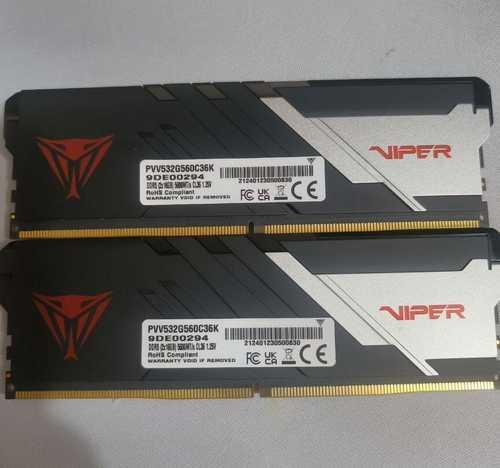 Оперативная память Patriot Viper 16Gbx2(32gb ddr5)