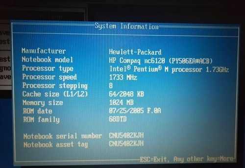 Ноутбук hewlett-packard NC6120