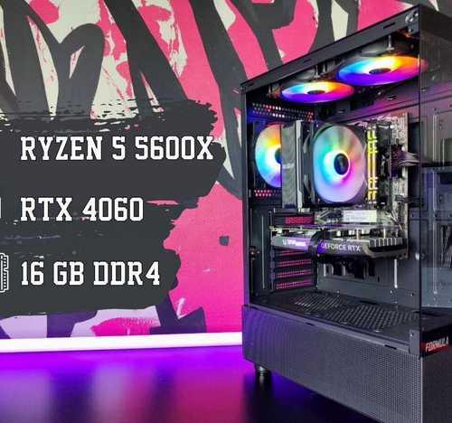 Игровой пк ryzen 5 5600x/rtx4060/16gb ddr4/nvme