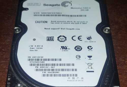 Жесткий диск hdd Seagate 250 Гб для ноутбука