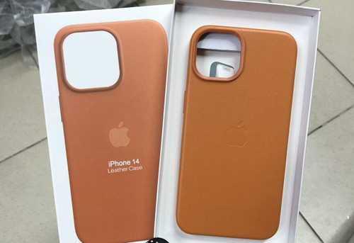 Чехол на iPhone 14 Leather Case охра