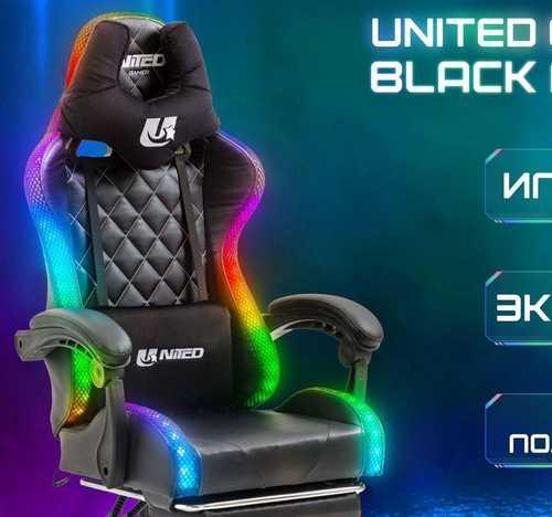 Кресло компьютерное united gamer black flash, RGB