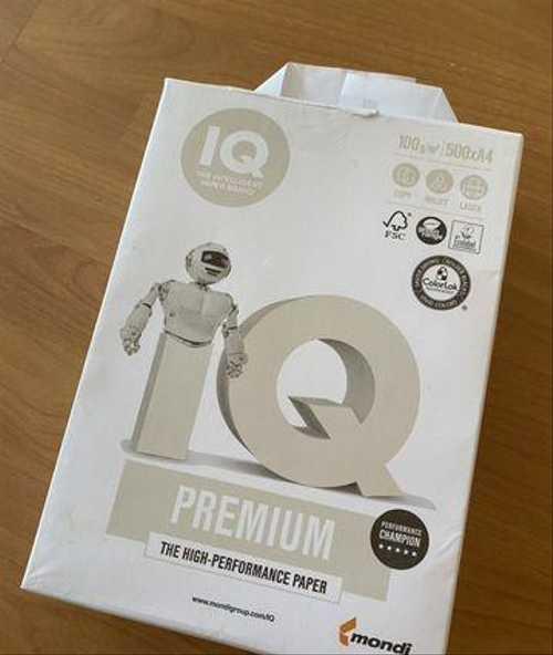 Бумага IQ premium, А4, 100 г/м2, 500 л