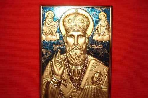 Серебро Икона Св.Николай Угодник Чудотворец Италия