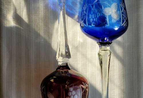 Хрустальные бокалы для вина и шампанского винтаж