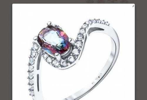 Серебряное кольцо с фианитом мистик новое