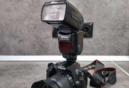 Зеркальный фотоаппарат canon eos 1100d + вспышка