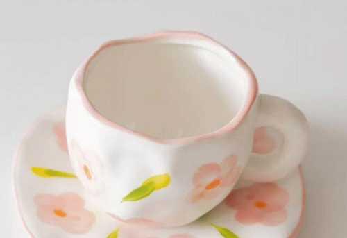 Чайная пара. Чашка с блюдцем керамика