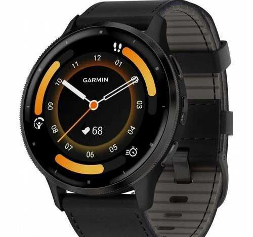 Garmin venu 3 black С кожаным ремешком