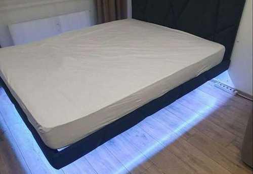 Парящая кровать Зара 4, 160х200, серый Катаниа