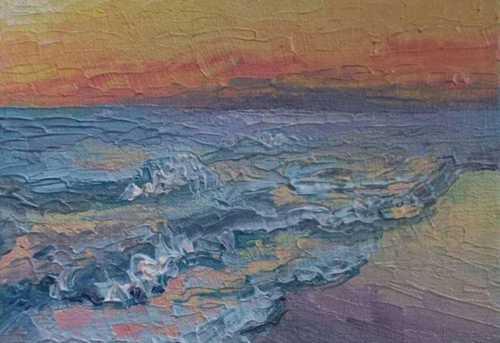 Картина маслом мастихином закат на море