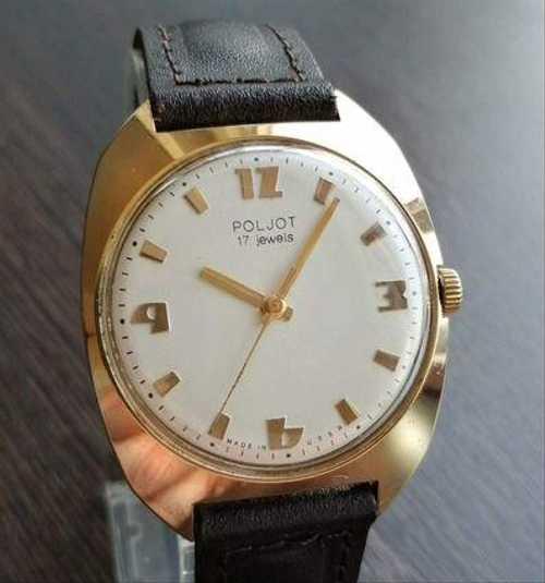 Стильные мужские позолоченные часы СССР полет 70х