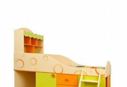 Кровать детская чердак со столом и шкафом