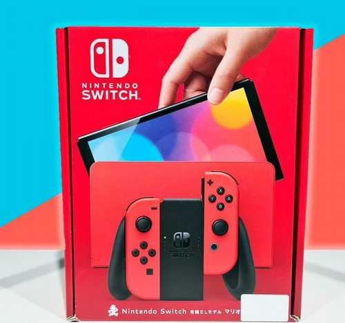 NEW Прошитая Nintendo Switch Oled Mario Red+128Гб