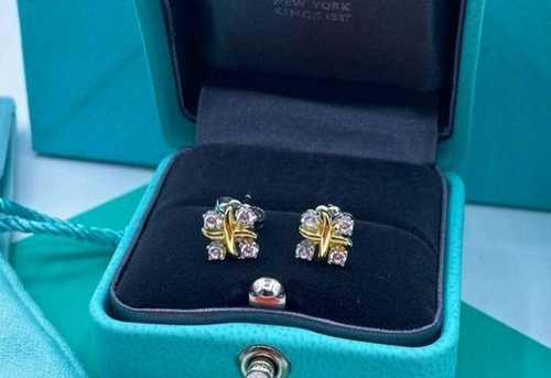 Серьги Tiffany гвоздики медицинское золото