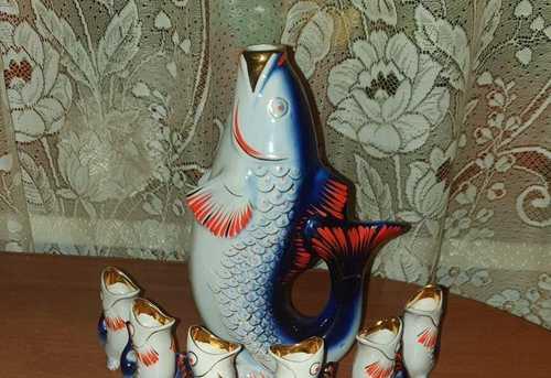 Коньячный набор "Рыба с рыбками". 1950-60х гг