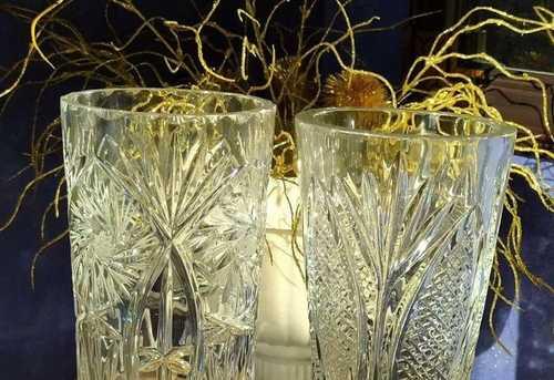 Винтажные вазы для цветов (алмазная грань)