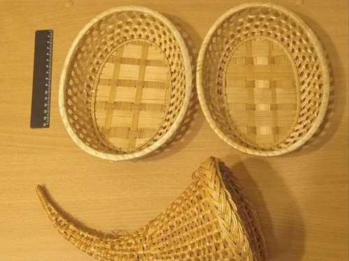 Плетеные тарелки-корзинки и декоративный рожок