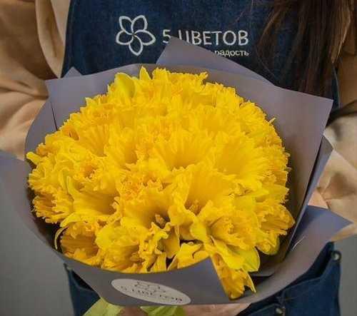 Букет из 35 желтых нарциссов, цветы доставка