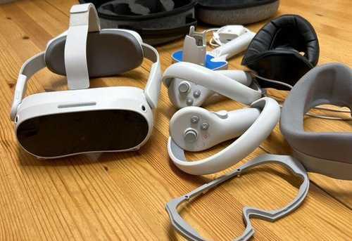 VR очки pico 4, жесткий кейс, ракетка, маски