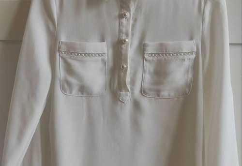 Блузка рубашка белая школьная 134-140 для девочки