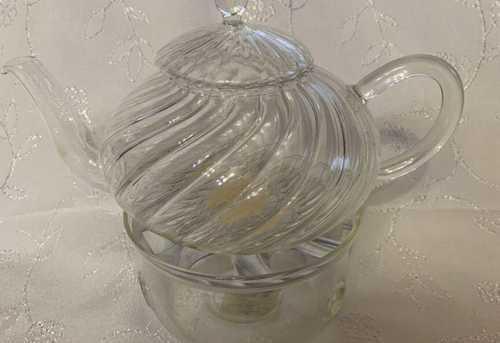 Чайник стеклянный с подставкой для чайной свечи
