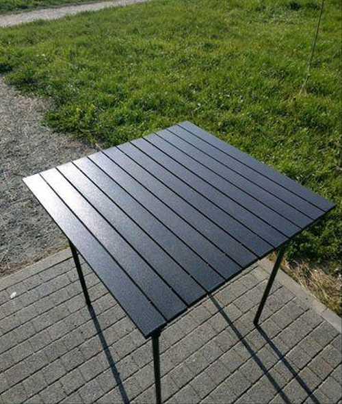 Алюминиевый реечный усиленный складной стол 70х70