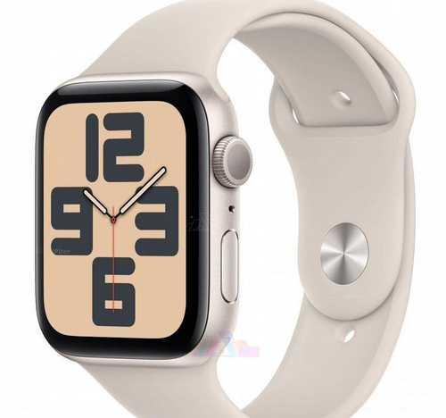 Apple Watch SE (2023) (MRE43) 44 мм Корпус из алюминия «Starlight» Спортивный ремешок S/M