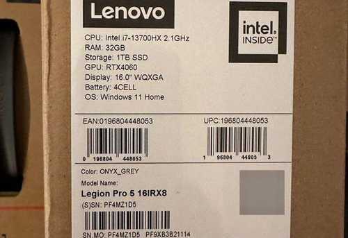 Lenovo legion 5 pro 23г i7 32/1024 4060 США