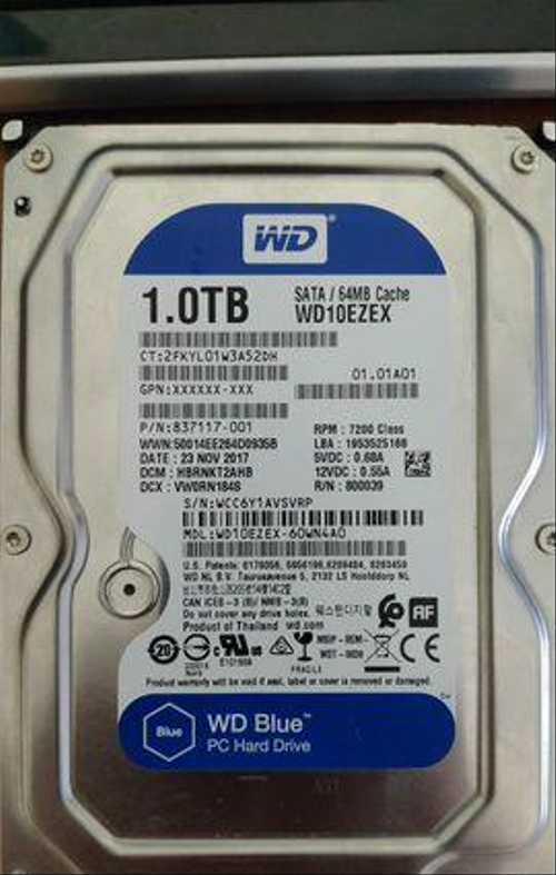 Жесткий диск HDD WD Blue 1TB