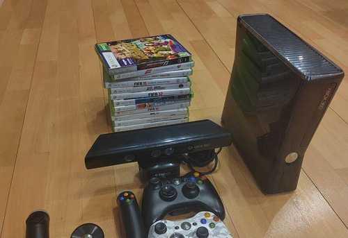 Xbox 360 s,kinect, 13 дисков, 2 джойстика, руль
