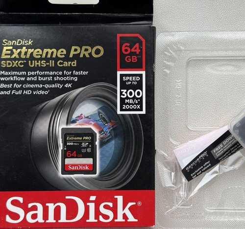 Карта SanDisk 300мб/с sdxc 64GB Extreme PRO UHS-II