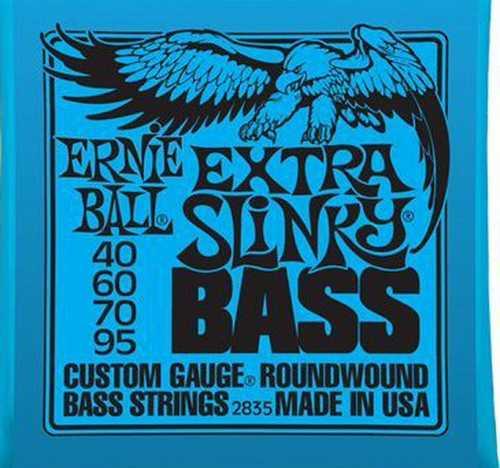 P02835 Extra Slinky Bass Комплект струн для бас-гитары, 40-95, никель, Ernie Ball