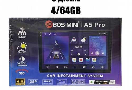 Автомагнитола 2DIN BOS mini A5 PRO 4/64GB 9"