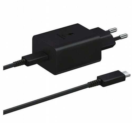 Сетевое зарядное устройство Samsung Type-C 45W с кабелем Type-C - Type-C, черный