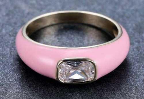 Кольцо розовое с камнем
