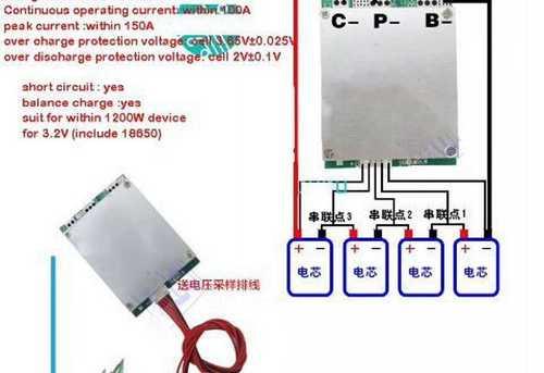 Bms 4s lifepo4 12V 100(150) A, separate port