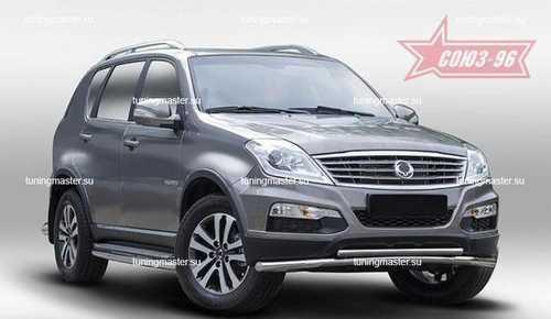Защита переднего бампера Ssang Yong Rexton двойная